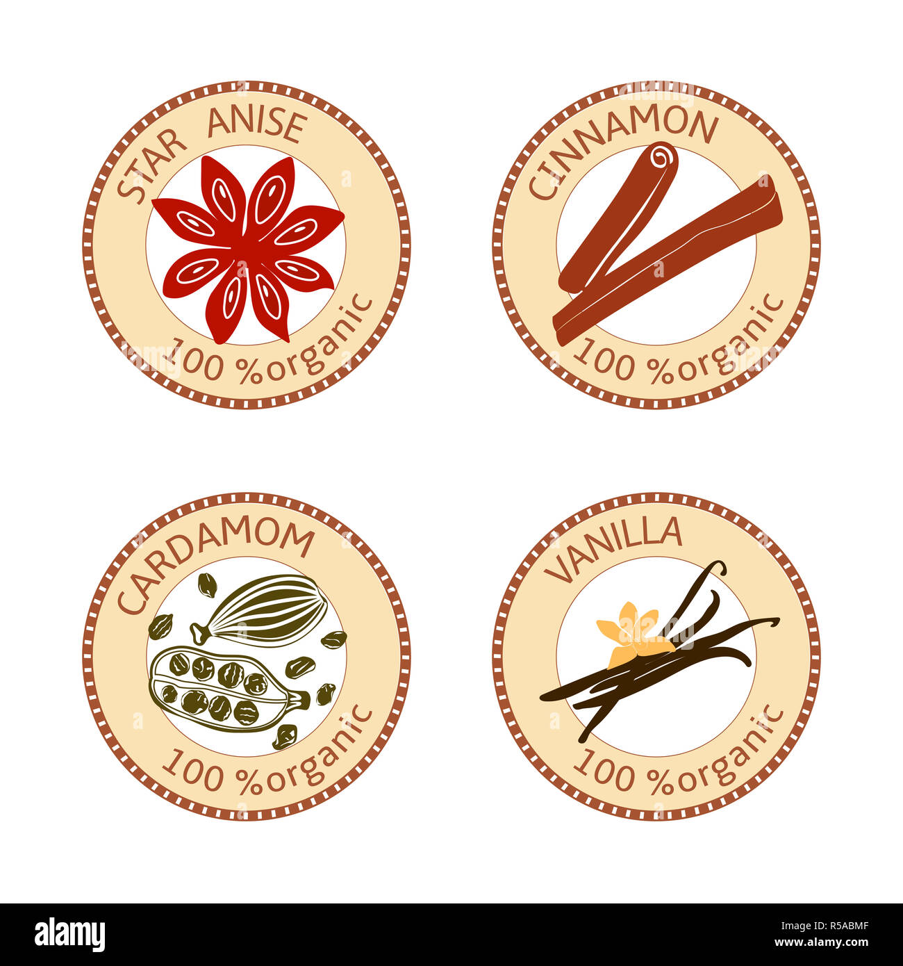 Set of spices labels. 100 organic. collection Stock Photo - Alamy