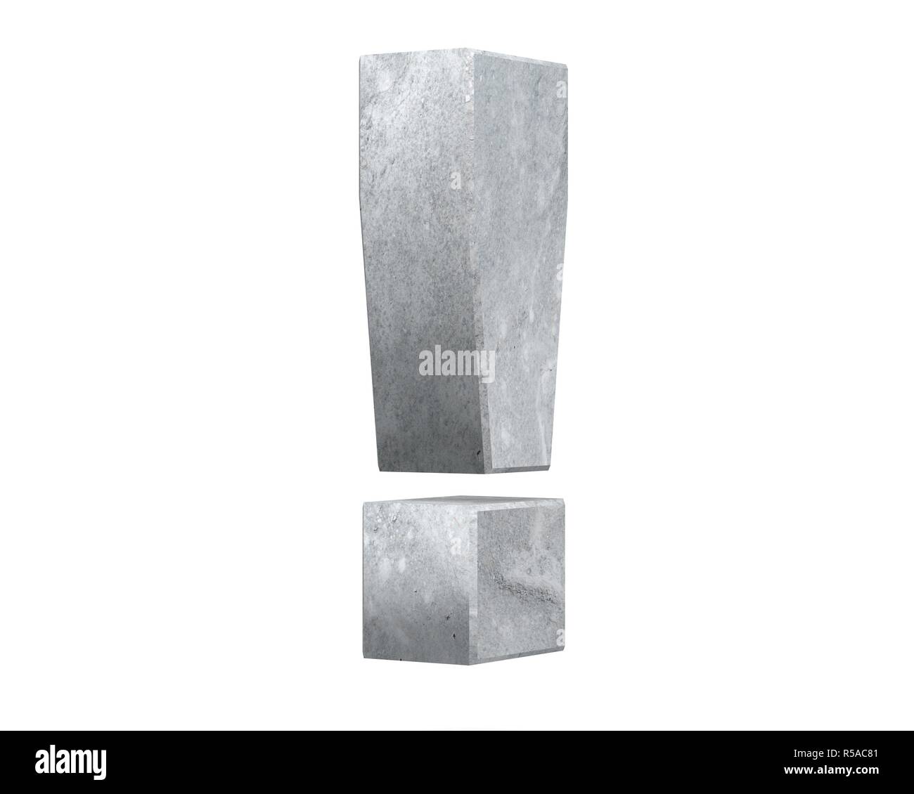 3D rendering concrete symbol - Exclamation mark. 3D render Illustration ...