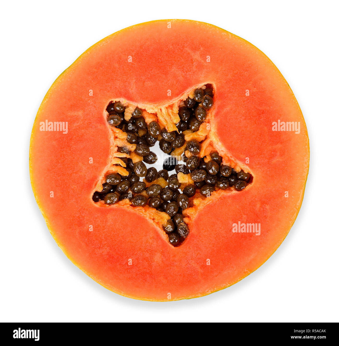 Fresh papaya isolated on white top view Stock Photo - Alamy
