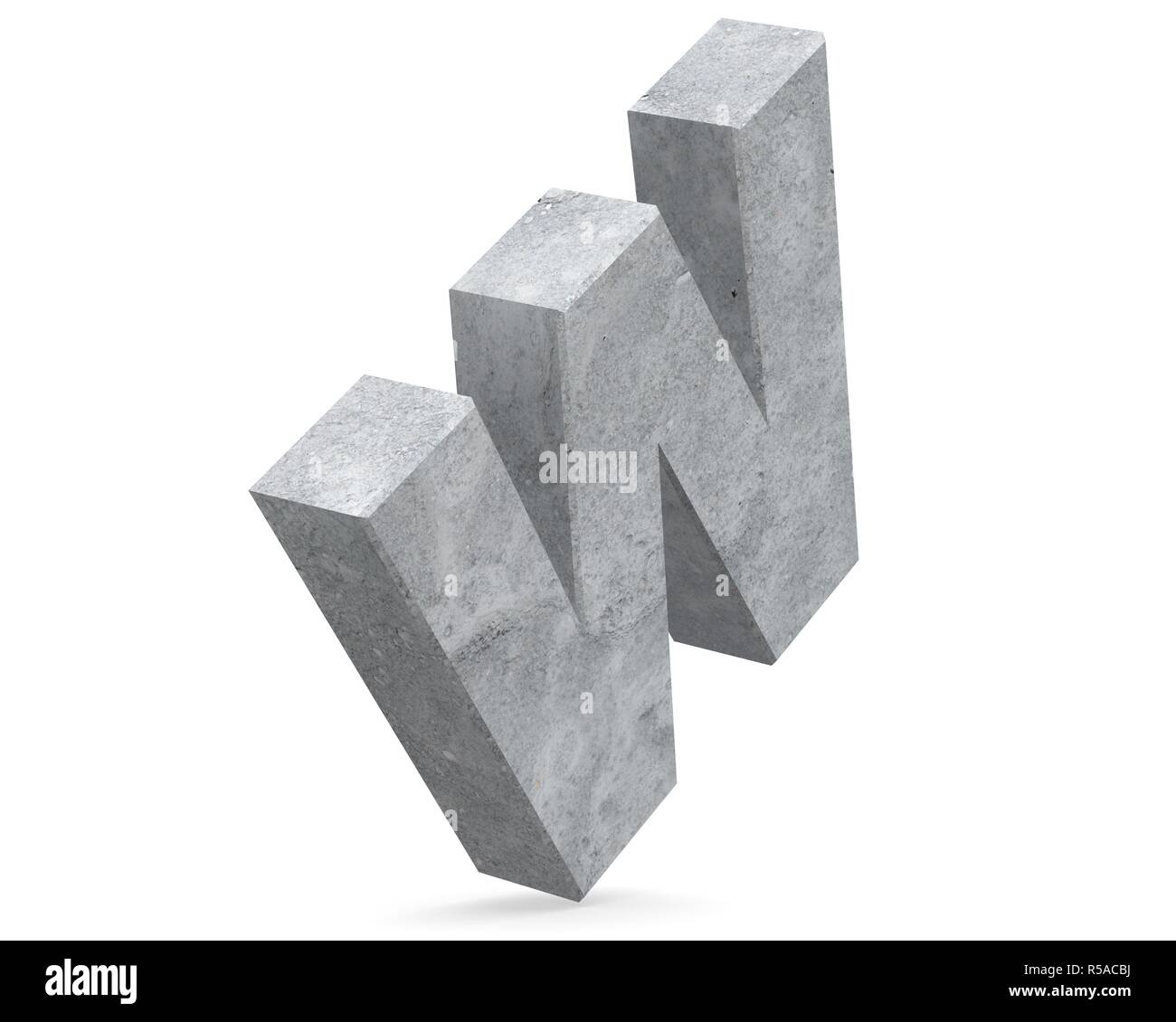 Concrete Capital Letter - W isolated on white background . 3D render ...
