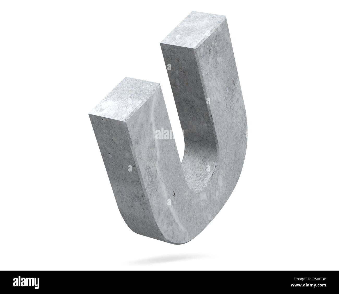 Concrete Capital Letter - U isolated on white background . 3D render ...