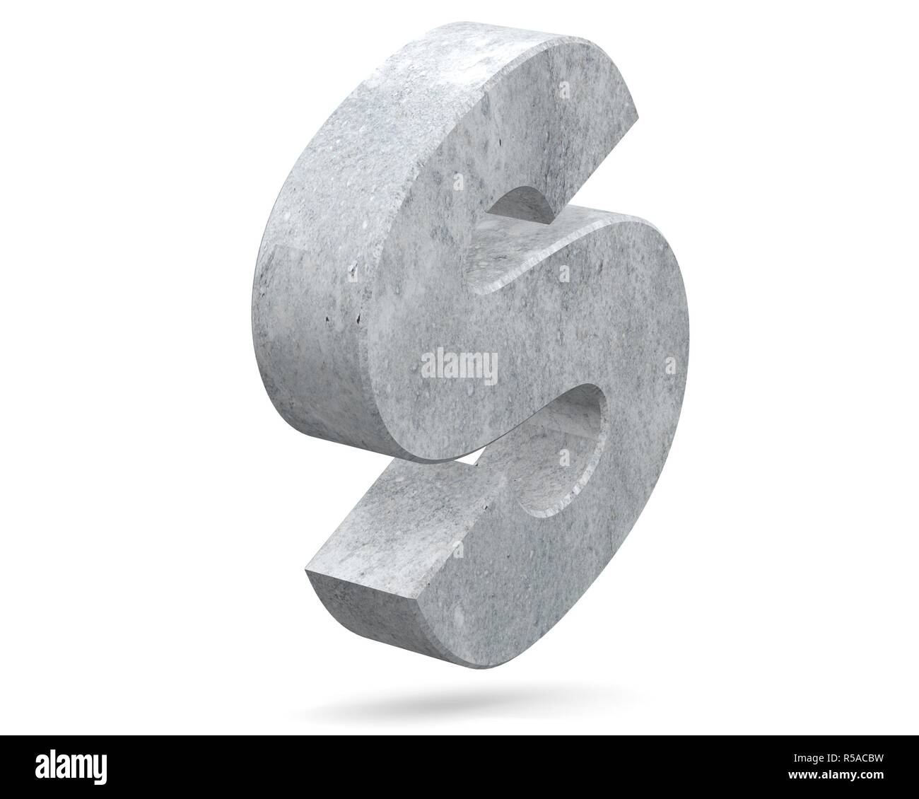 Concrete Capital Letter - S isolated on white background . 3D render ...