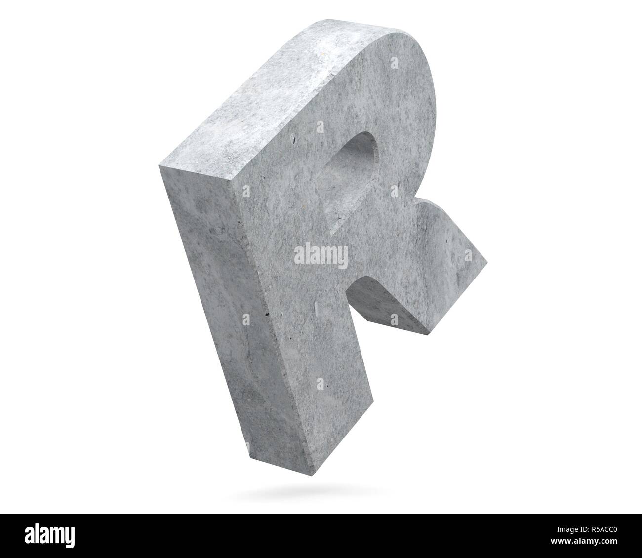 Concrete Capital Letter - R isolated on white background . 3D render ...