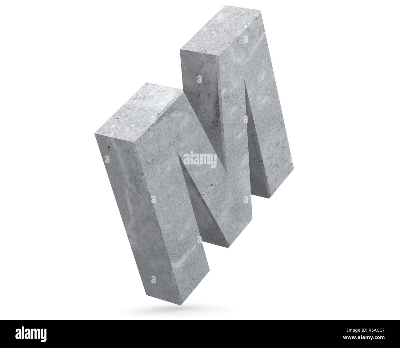 Concrete Capital Letter - M isolated on white background . 3D render ...