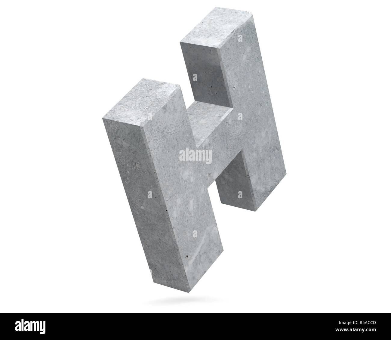 Concrete Capital Letter - H isolated on white background . 3D render ...