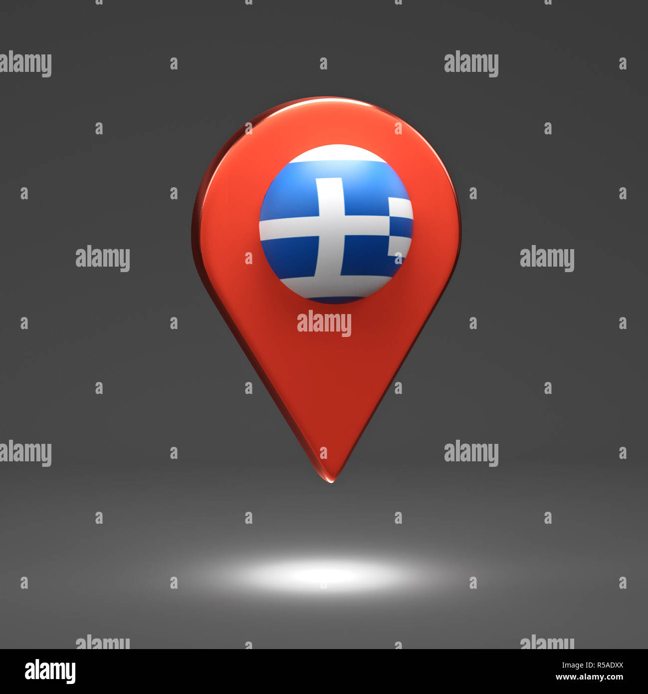 3D render Illustration. Map pointers with flag Greece Stock Photo - Alamy