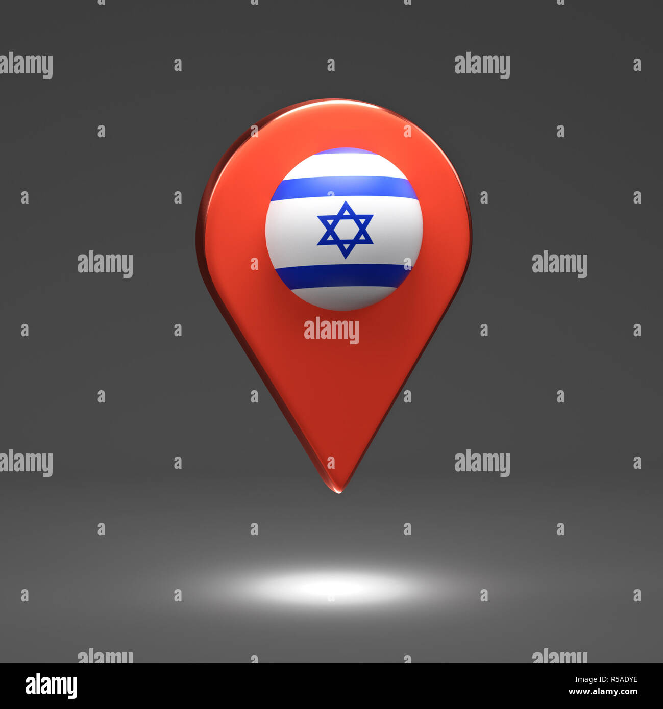 3D render Illustration. Map pointers with flag Israel Stock Photo - Alamy