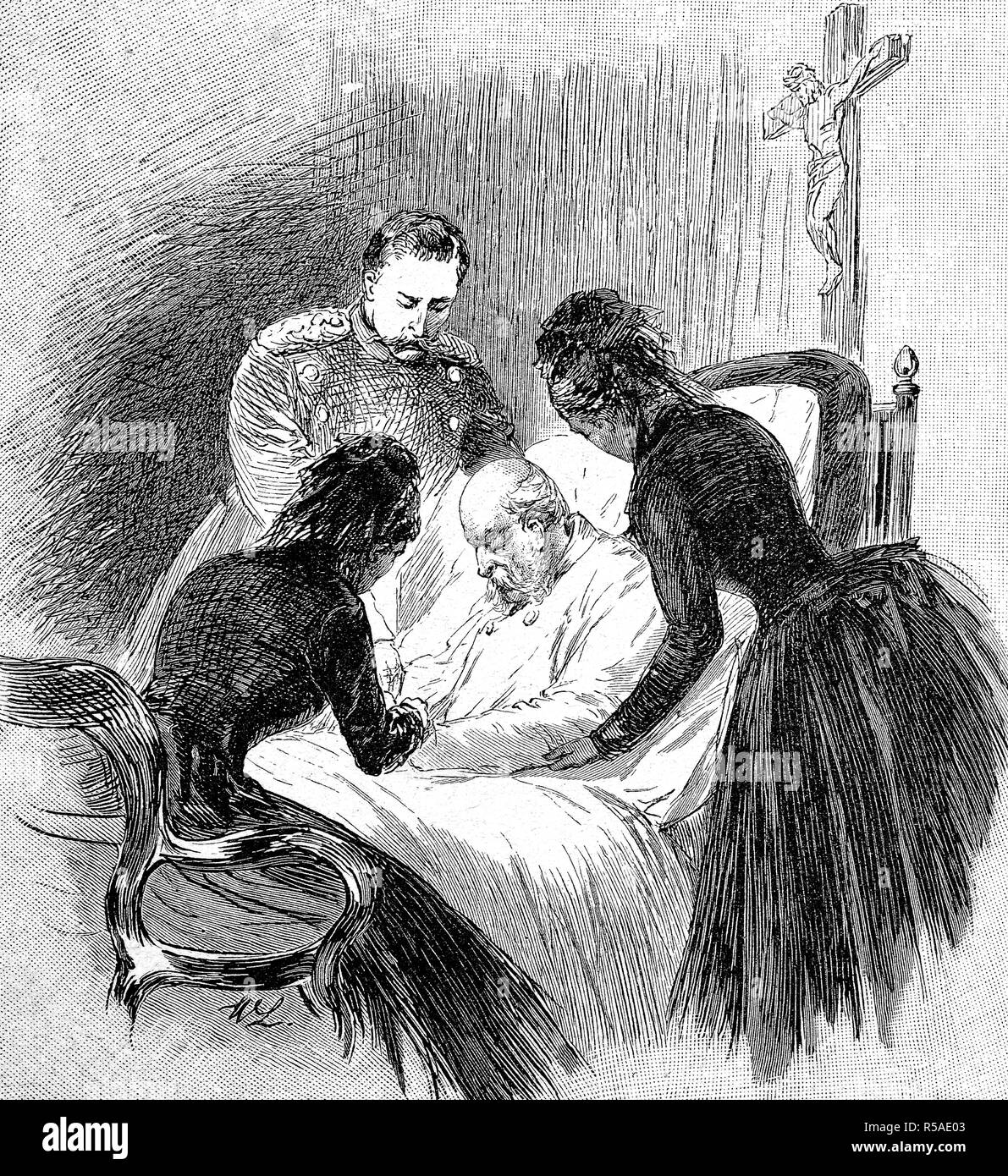 On the deathbed of Wilhelm II or William II, Frederick William Victor ...