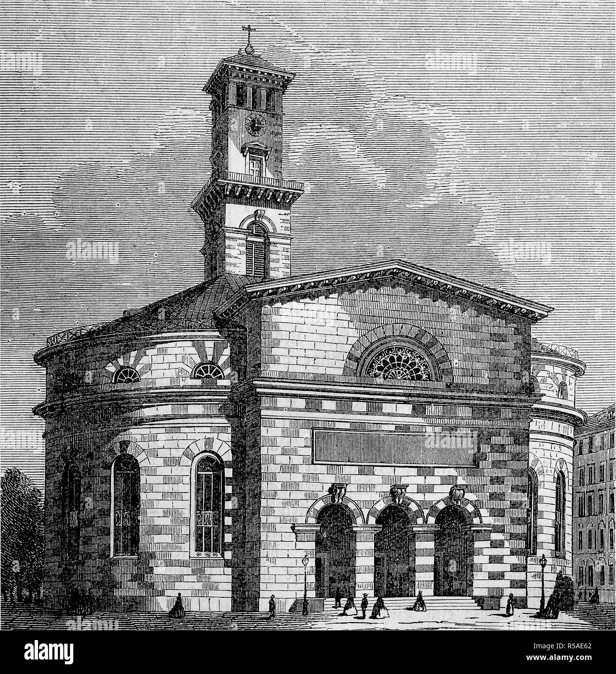 The church Protestantische Kirche, Matthaeus-Kirche, woodcut, 1885 ...