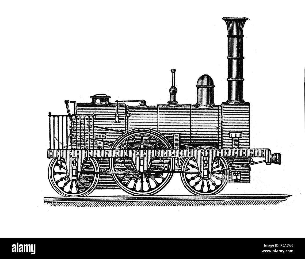 Locomotives from the 19th century, the Adler, first german engine ...