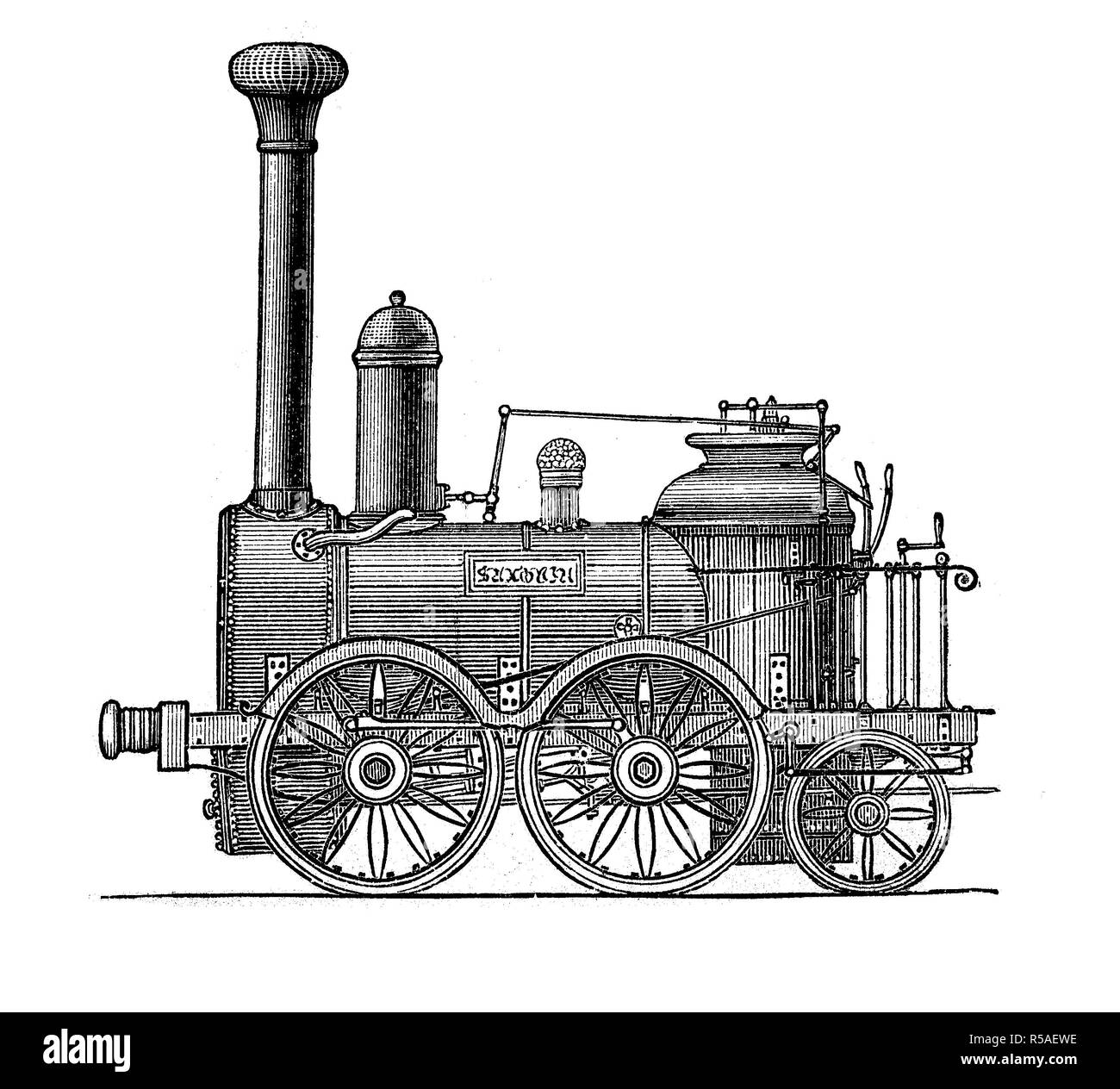 Locomotives from the 19th century, the engine Saxonia, first built in ...