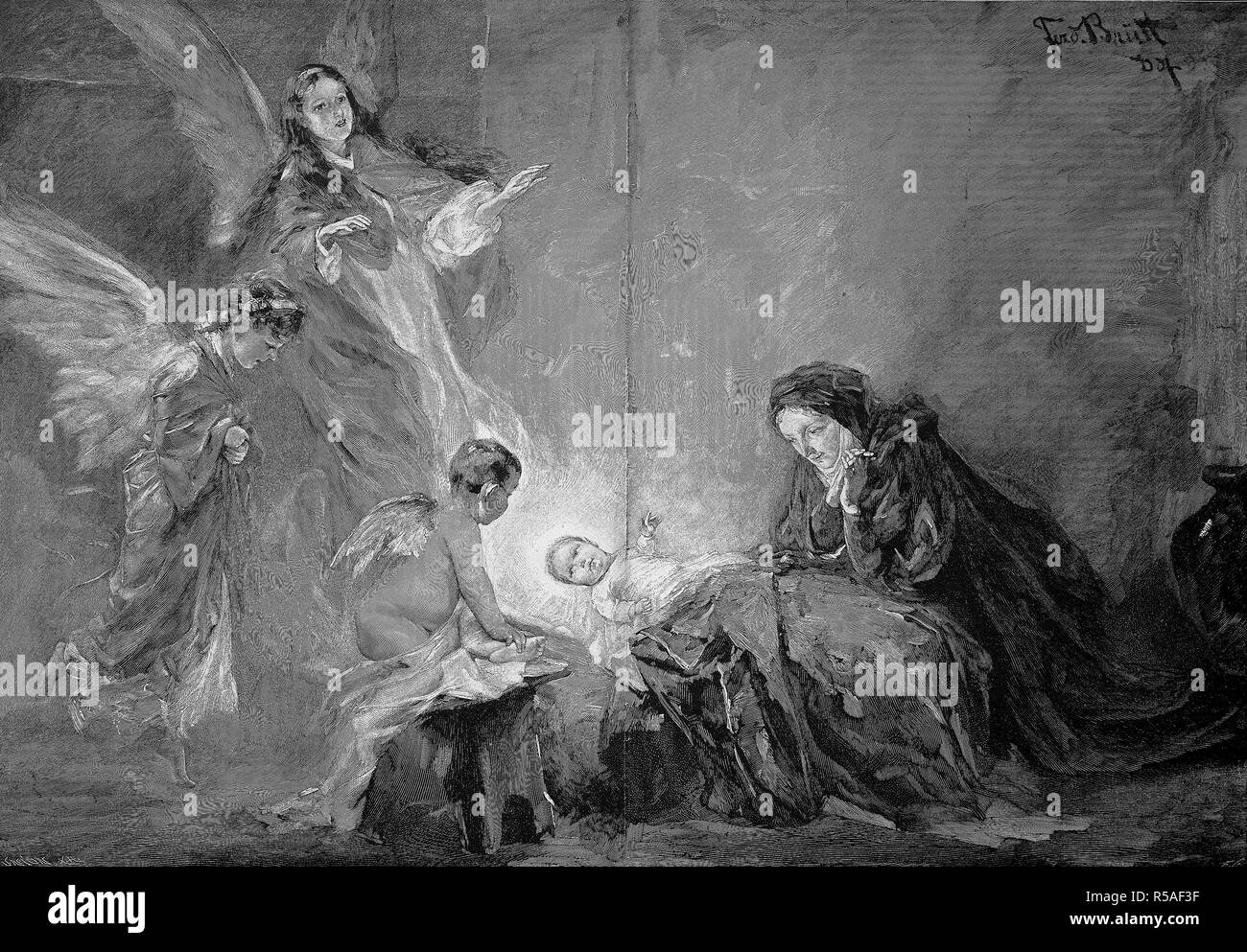 Christ surrounded by angels Black and White Stock Photos & Images - Alamy