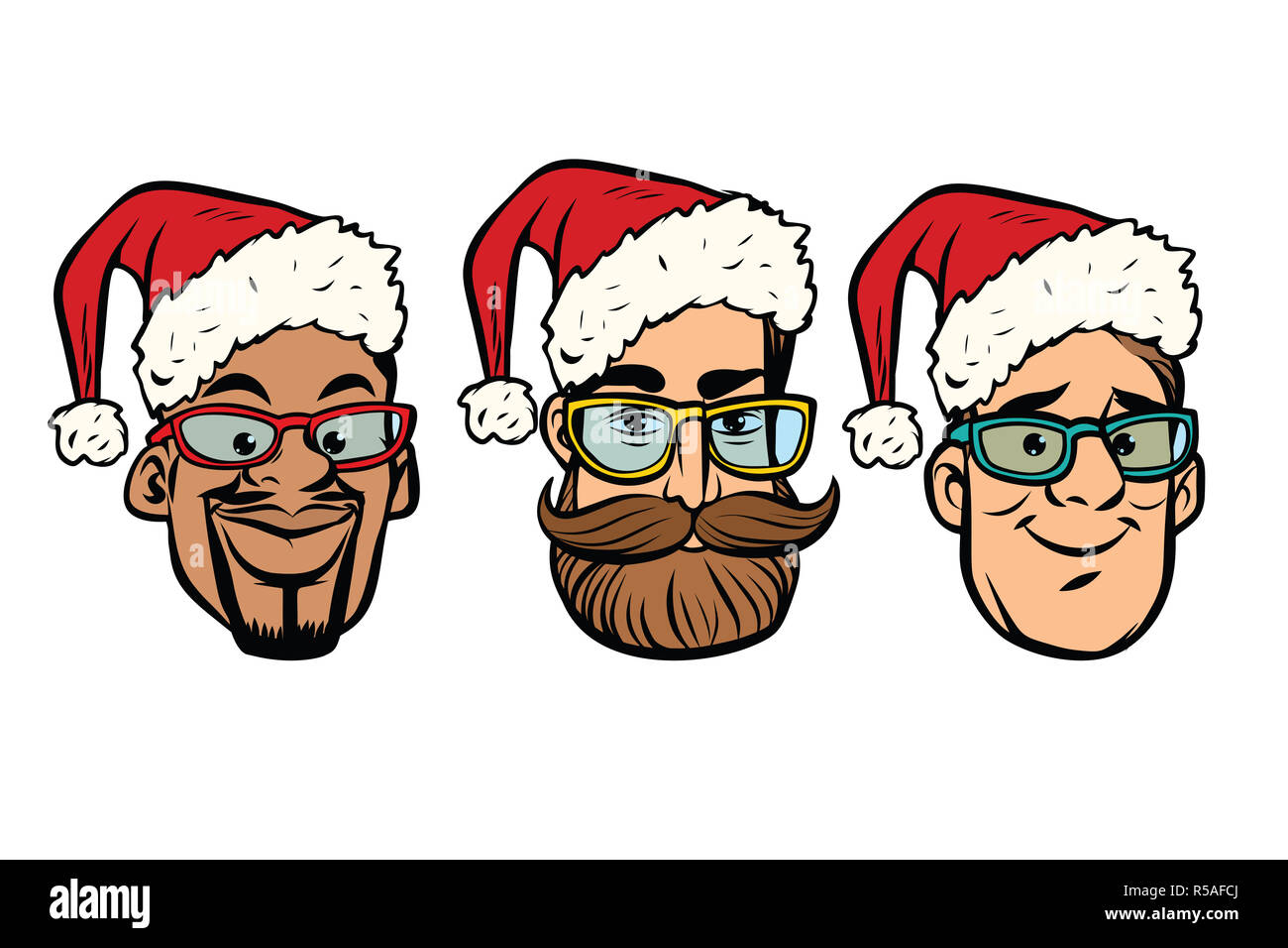 Santa red hat spectacles Cut Out Stock Images & Pictures - Alamy