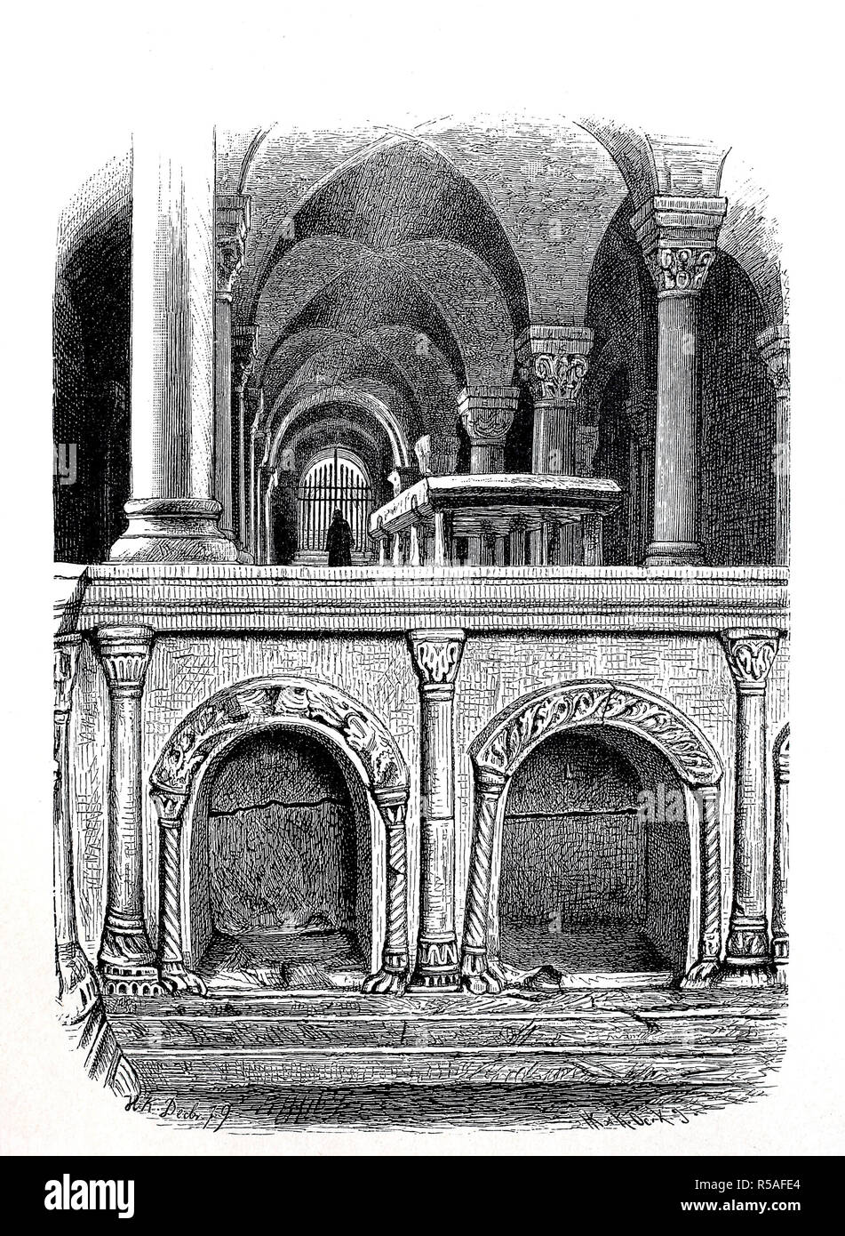 The tomb of Henry I and his wife Mathilde in the crypt of Quedlinburg ...