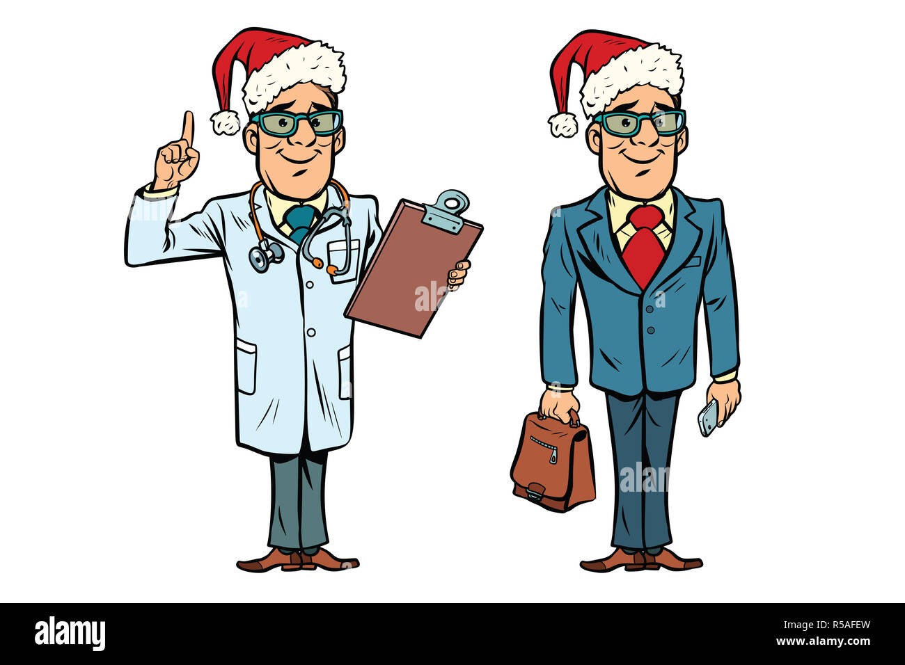 Happy Christmas doctor and businessman Stock Photo - Alamy