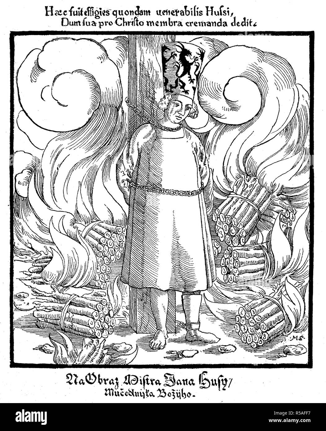 Jan Hus at the stake, on July 6, 1415, the Czech reformer was burned at ...