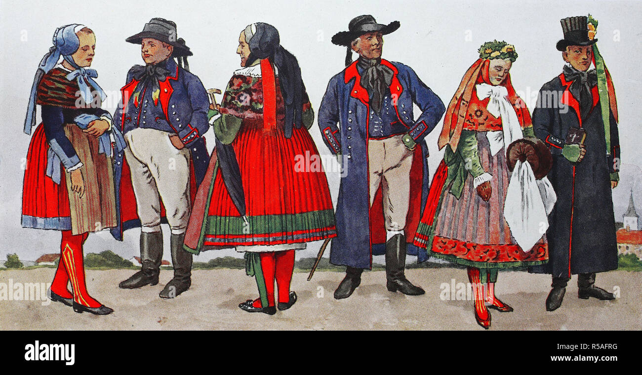 People in traditional costumes, fashion, clothing in Germany ...