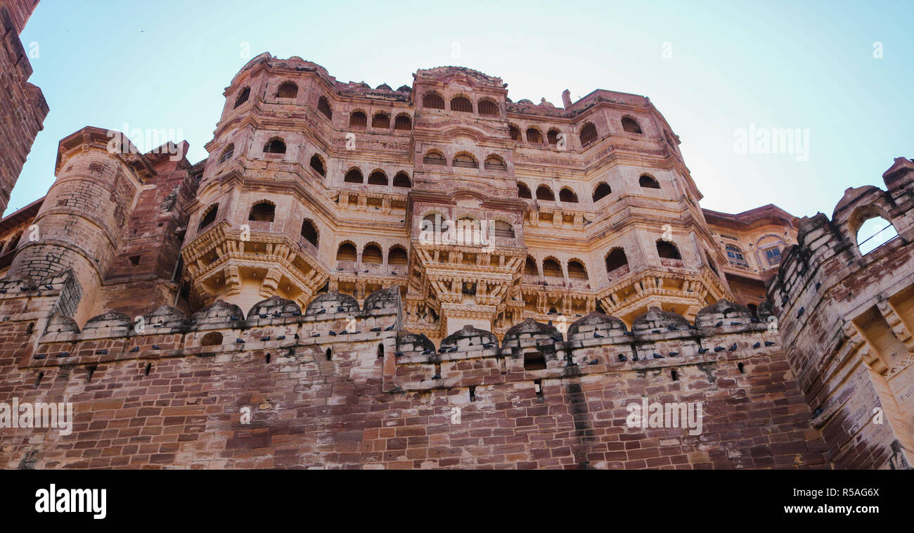 The exterior of Mehrangarh Fort. Mehrangarh or Mehran Fort, located in ...