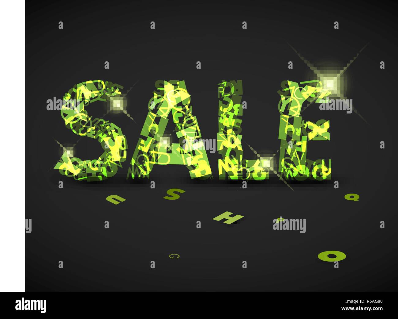 Vector green sale label made from various letters Stock Vector Image ...