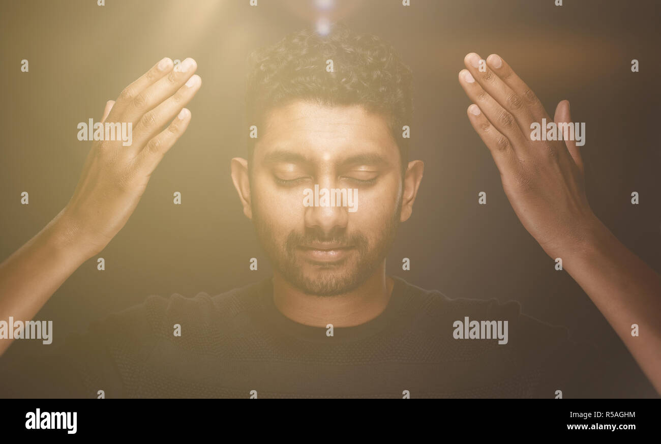 enlightenment - man meditating Stock Photo - Alamy