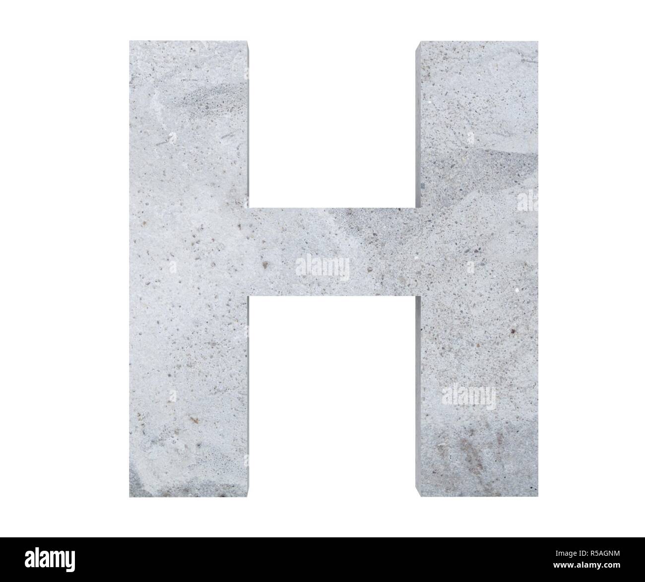 Concrete Capital Letter - H isolated on white background. 3D render ...