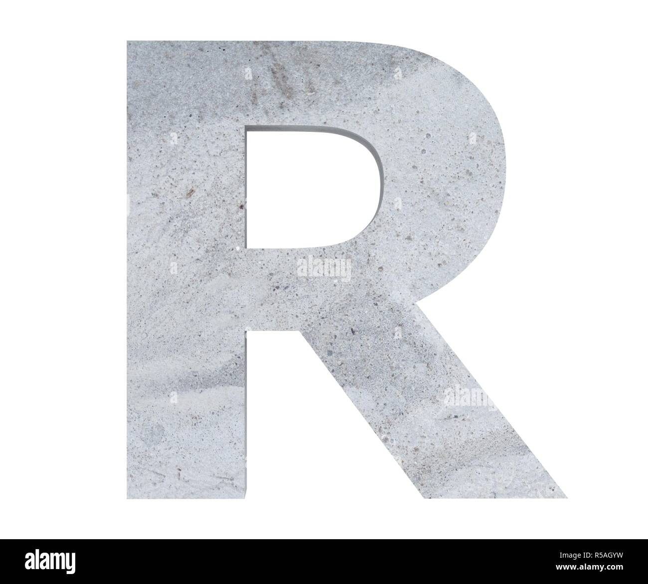 Concrete Capital Letter - R isolated on white background. 3D render ...