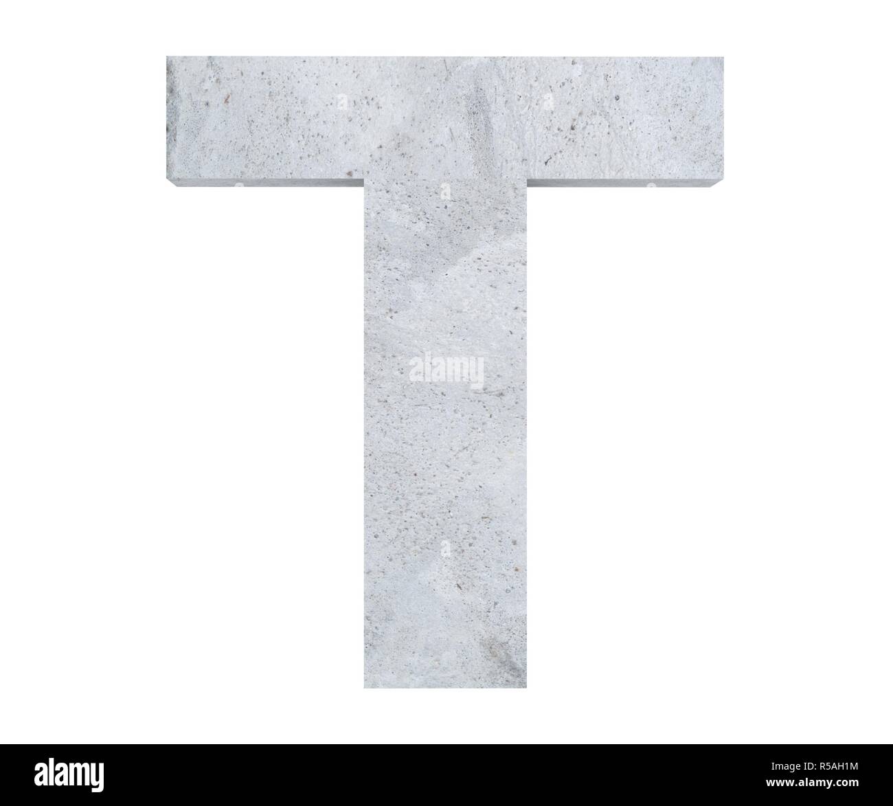 Concrete Capital Letter - T isolated on white background. 3D render ...