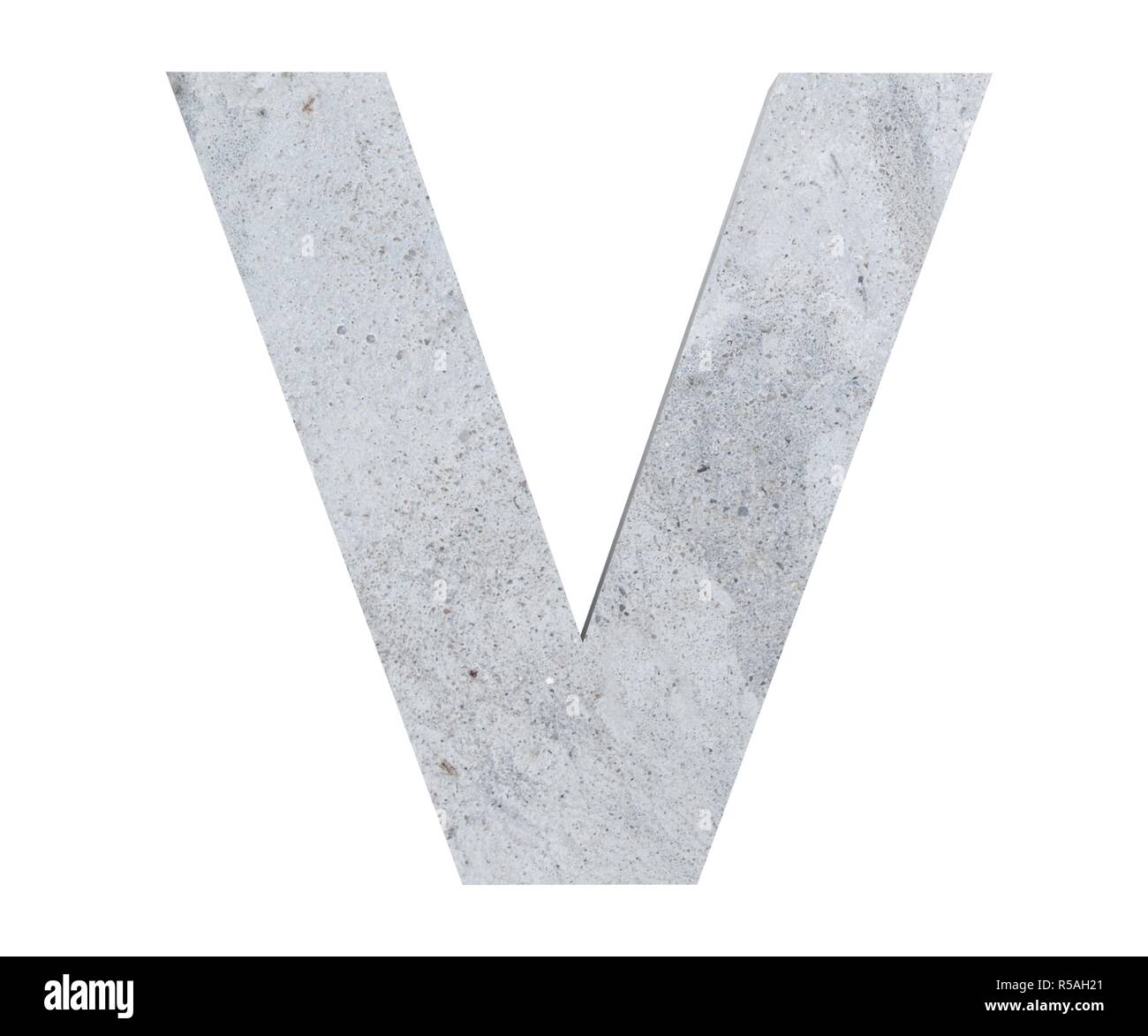 Concrete Capital Letter - V isolated on white background. 3D render ...