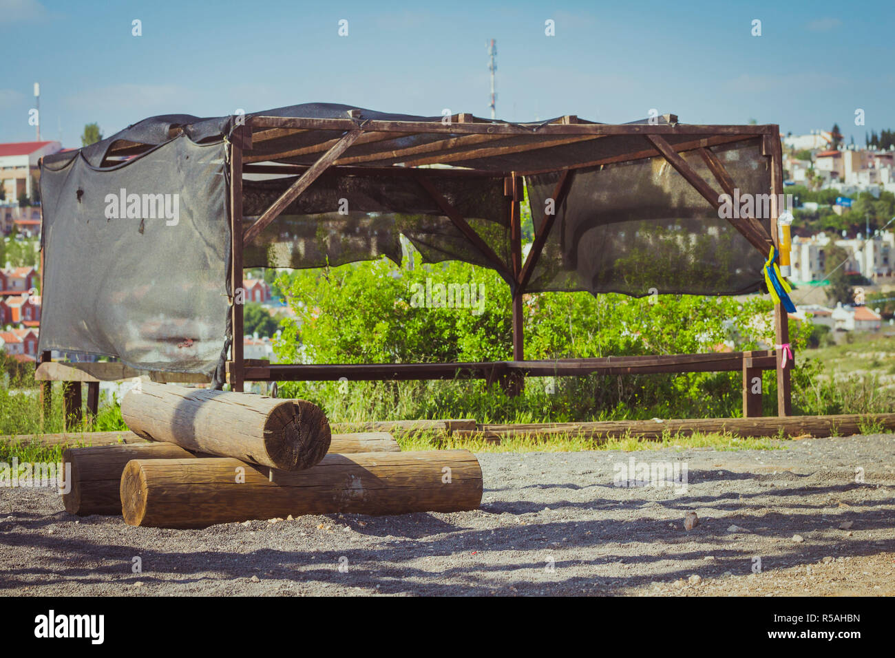 Large canopy tent in camping adventure park Stock Photo - Alamy