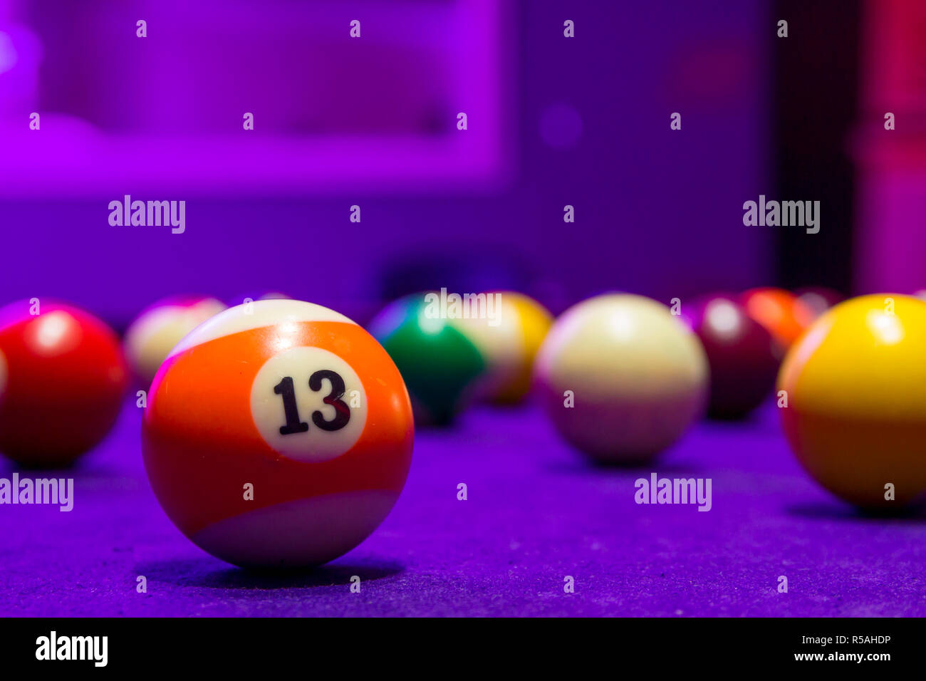 Billiard balls in a pool table Stock Photo - Alamy