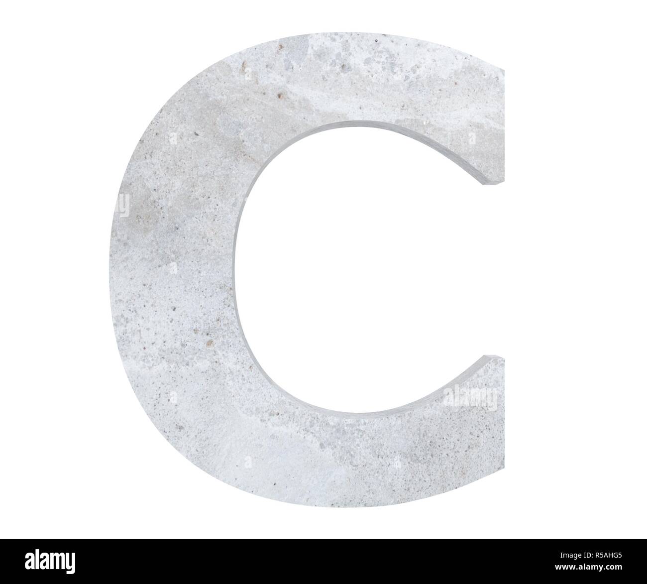 Concrete Capital Letter - C isolated on white background. 3D render ...