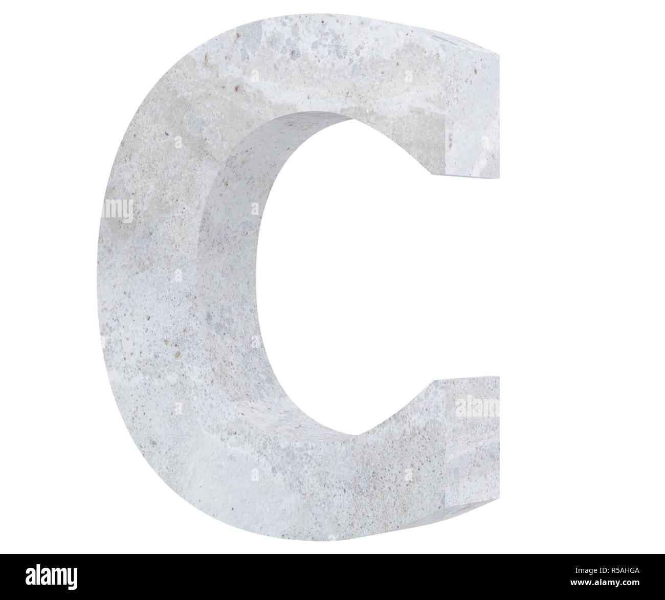 Concrete Capital Letter - C isolated on white background. 3D render ...