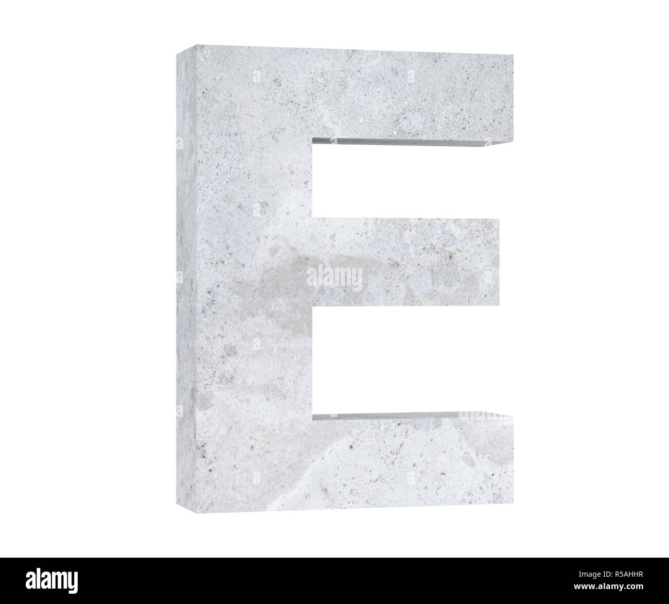 Concrete Capital Letter - E isolated on white background. 3D render ...