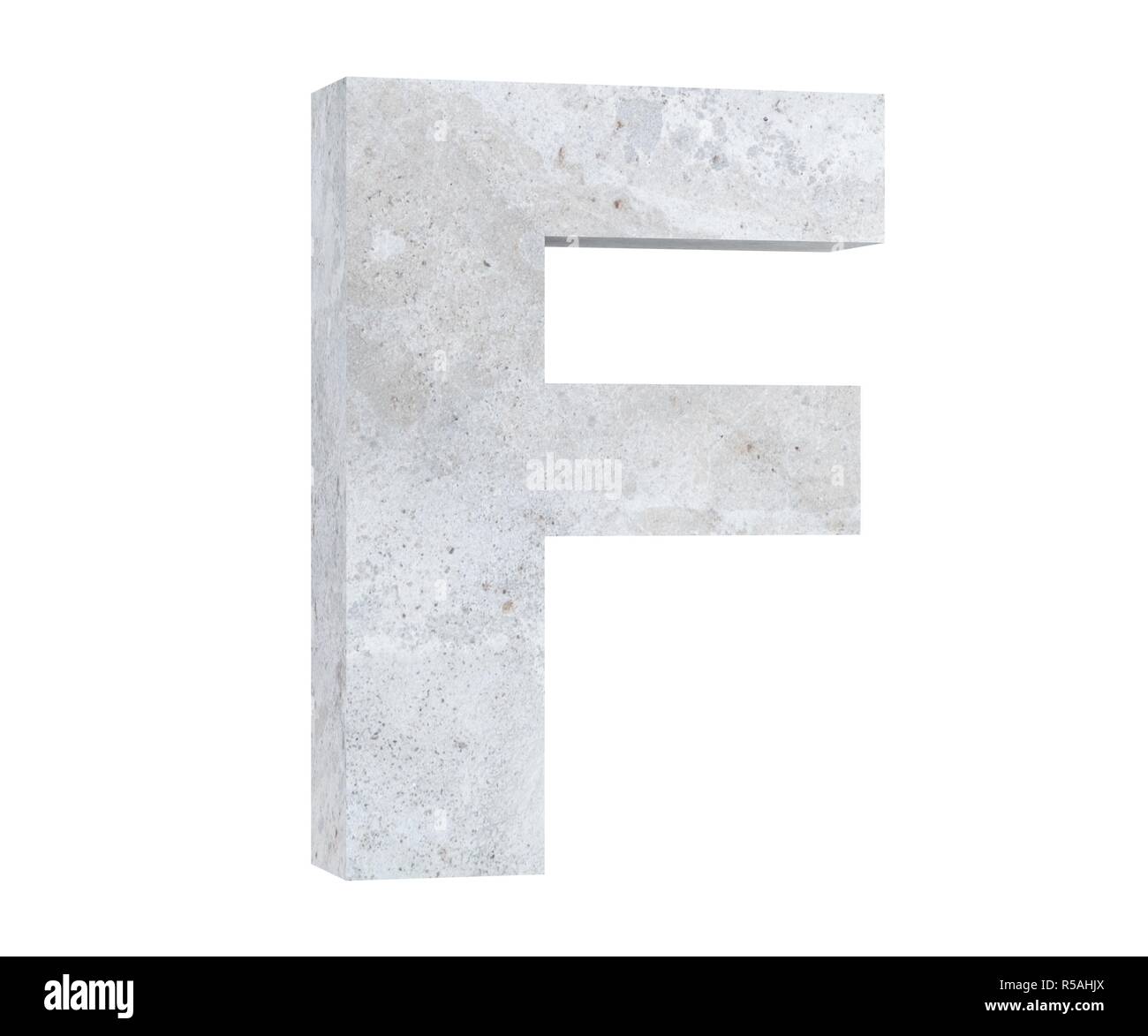 Concrete Capital Letter - F isolated on white background. 3D render ...