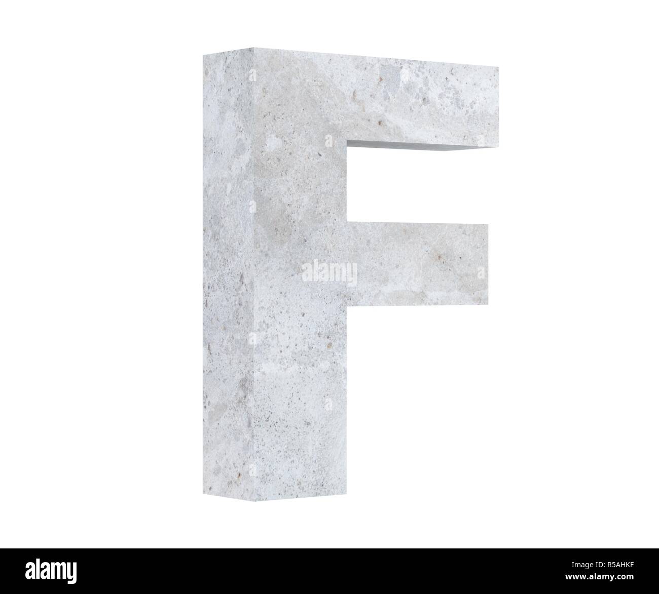 Concrete Capital Letter - F isolated on white background. 3D render ...