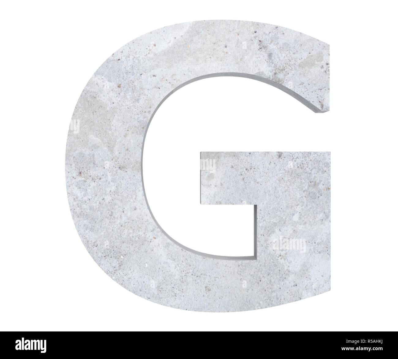 Concrete Capital Letter - G isolated on white background. 3D render ...