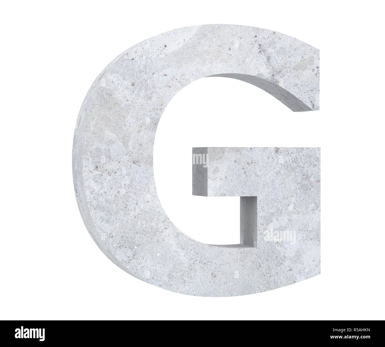 Concrete Capital Letter - G isolated on white background. 3D render ...