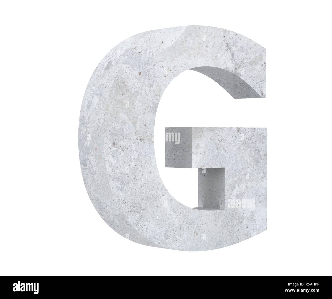 Concrete Capital Letter - G isolated on white background. 3D render ...
