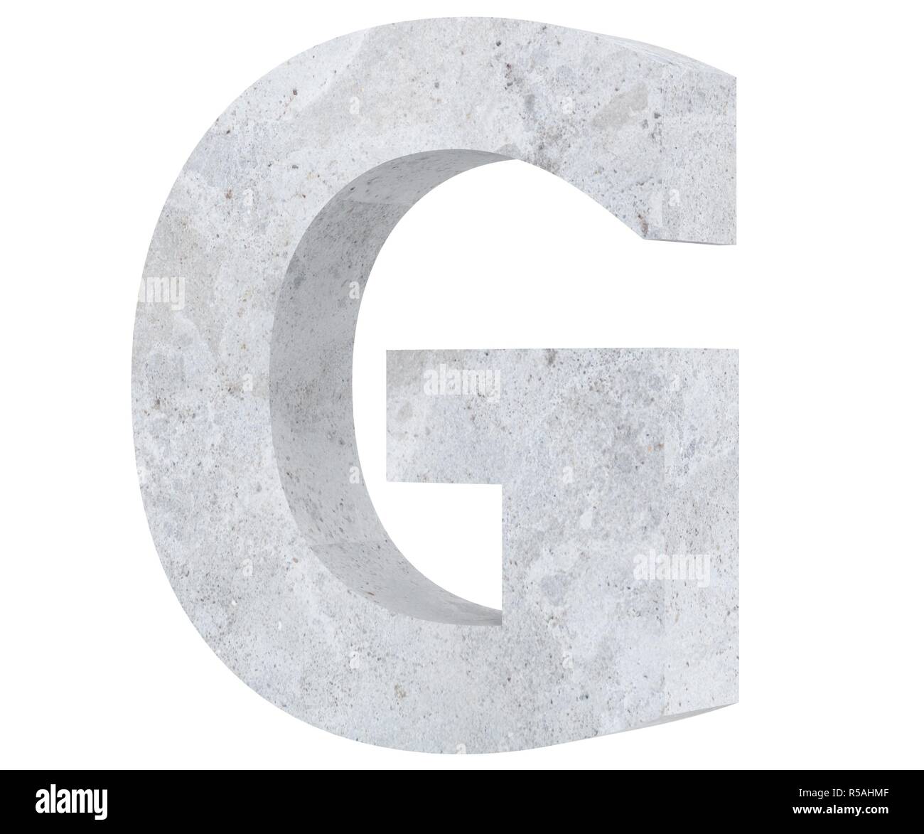 Concrete Capital Letter - G isolated on white background. 3D render ...