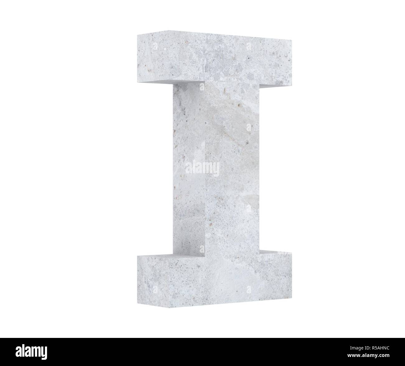 Concrete Capital Letter - I isolated on white background. 3D render ...