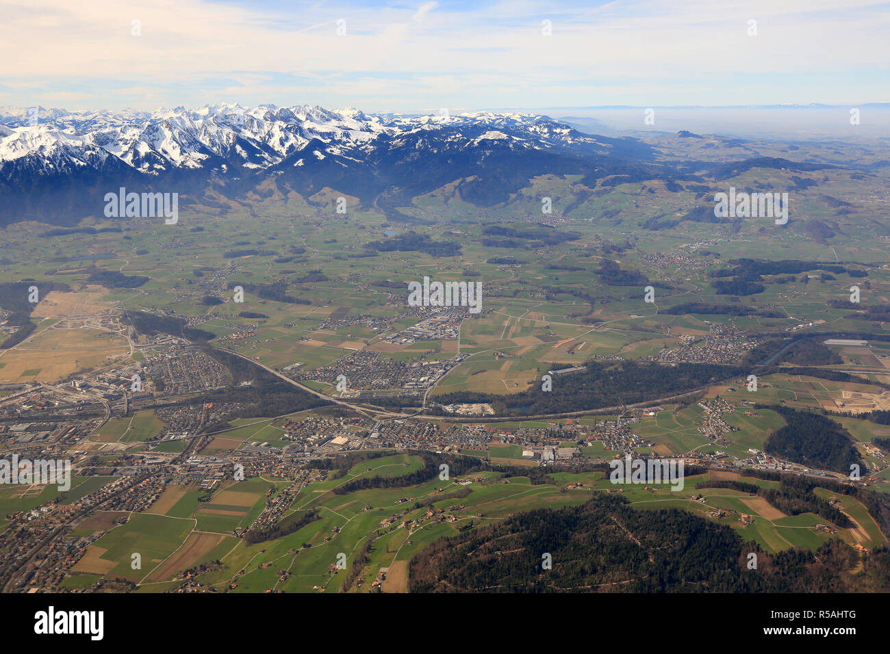 heimberg with alps switzerland aerial view Stock Photo - Alamy