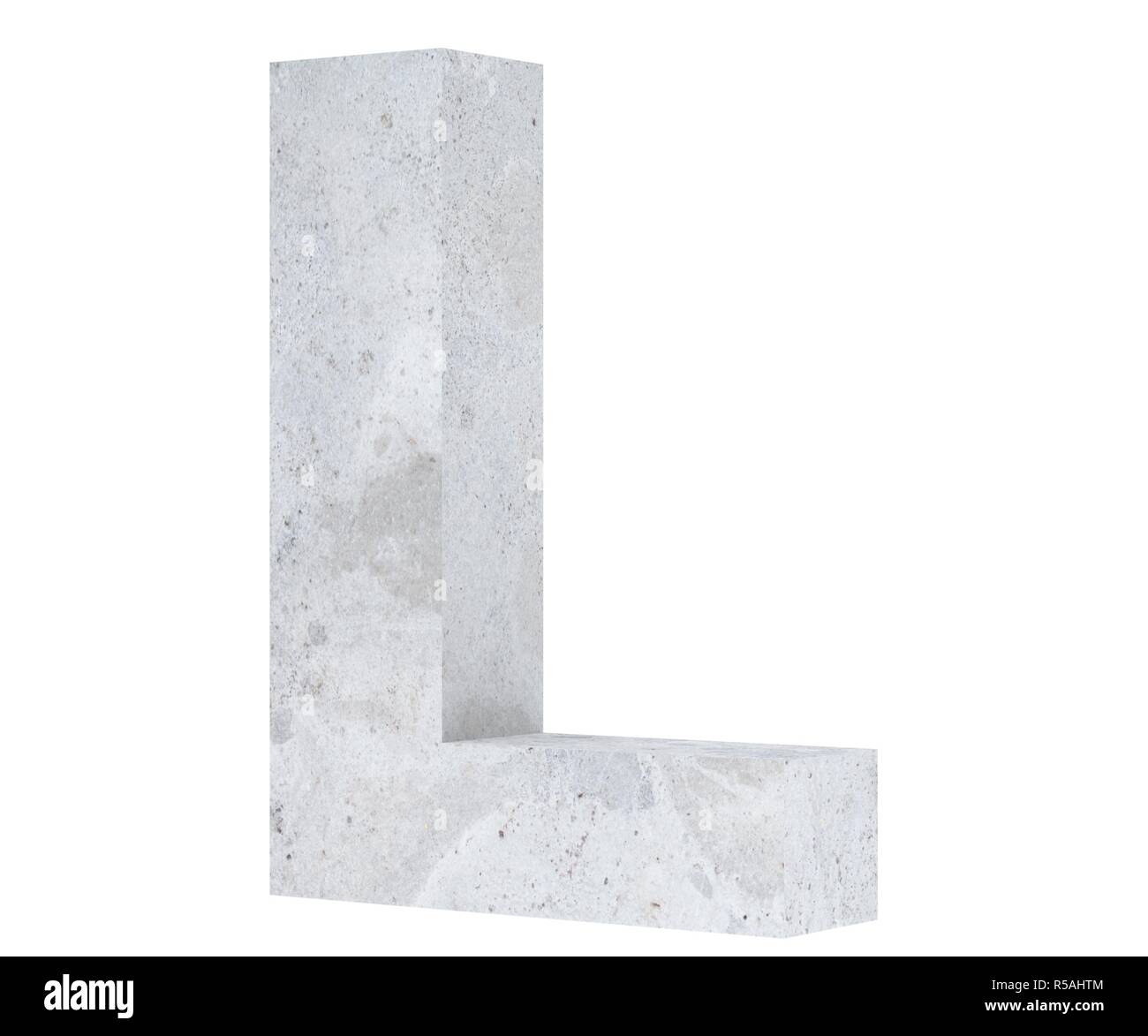 Concrete Capital Letter - L isolated on white background. 3D render ...