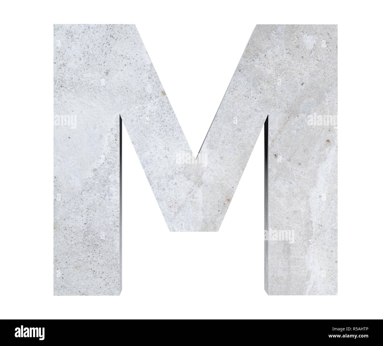 Concrete Capital Letter - M isolated on white background. 3D render ...