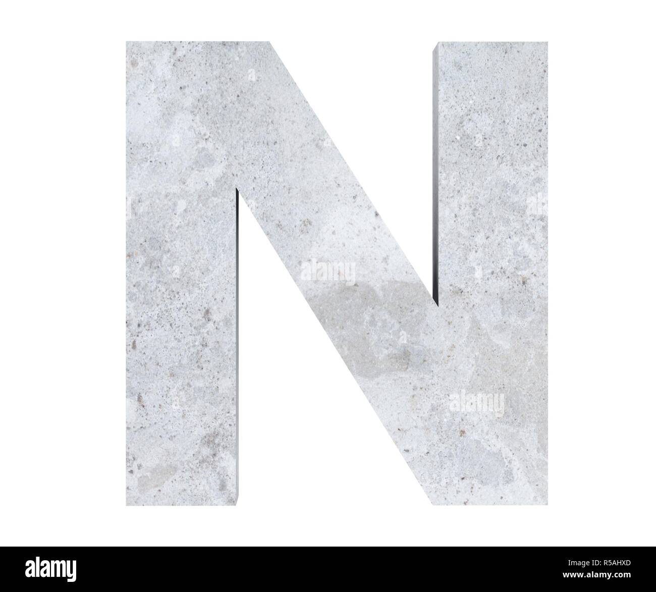 Concrete Capital Letter - N isolated on white background. 3D render ...