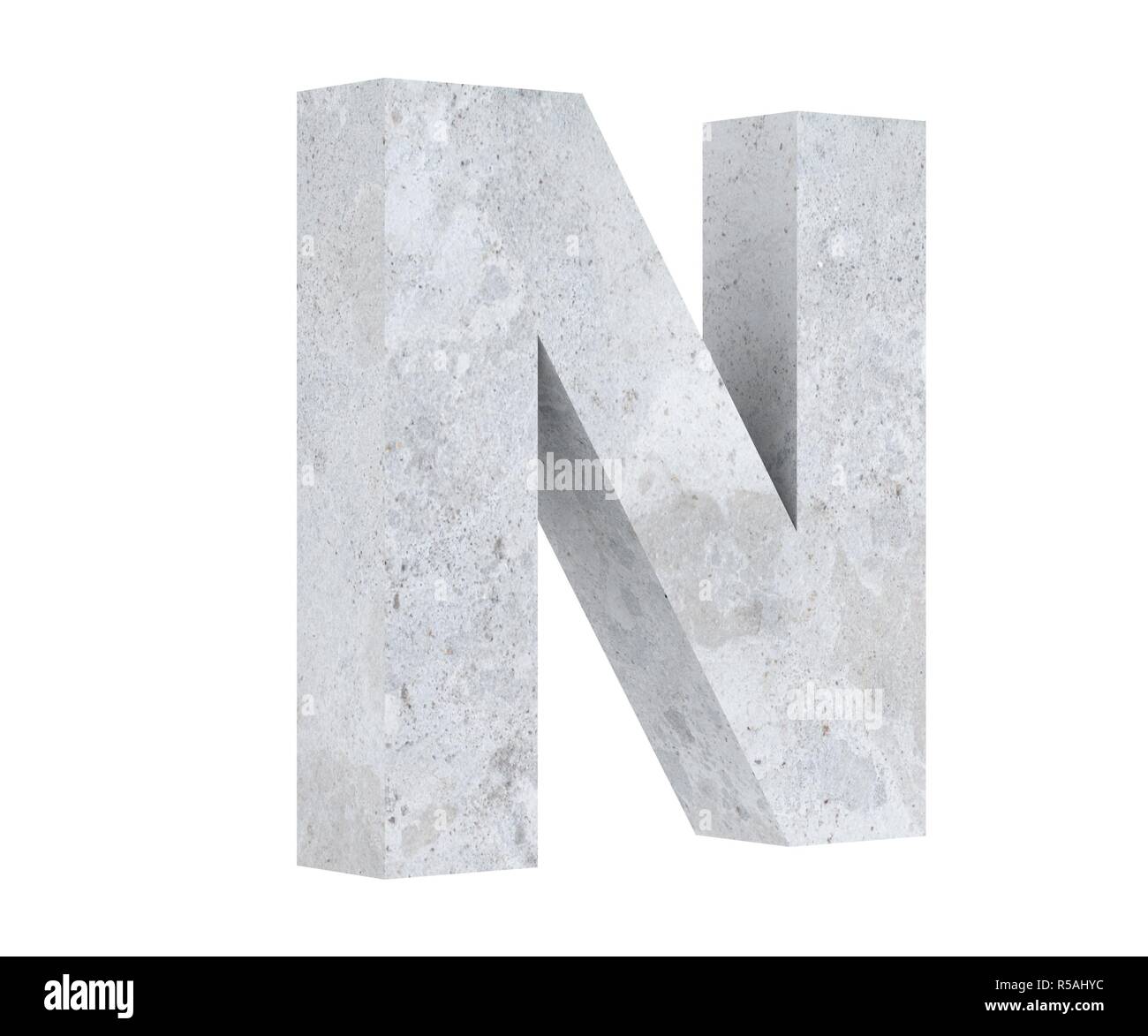 Concrete Capital Letter - N isolated on white background. 3D render ...
