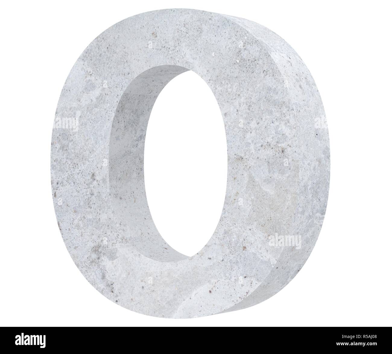 Concrete Capital Letter - O isolated on white background. 3D render ...