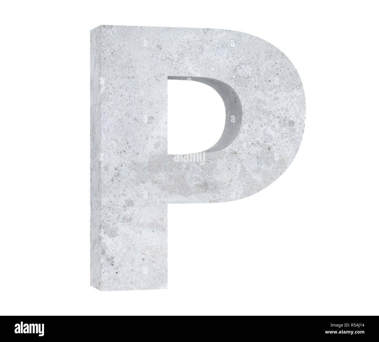 Concrete Capital Letter - P isolated on white background. 3D render ...