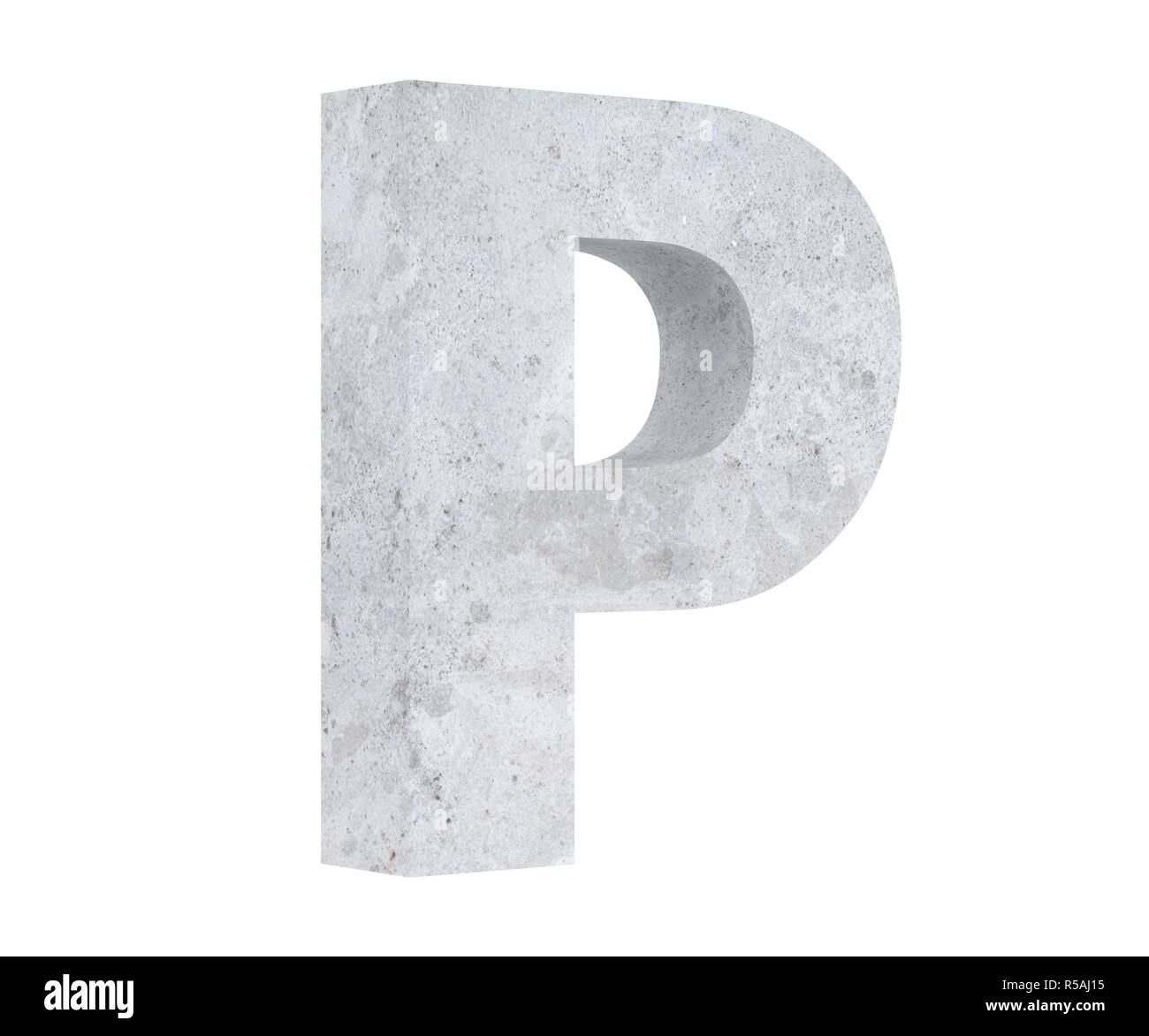 Concrete Capital Letter - P isolated on white background. 3D render ...