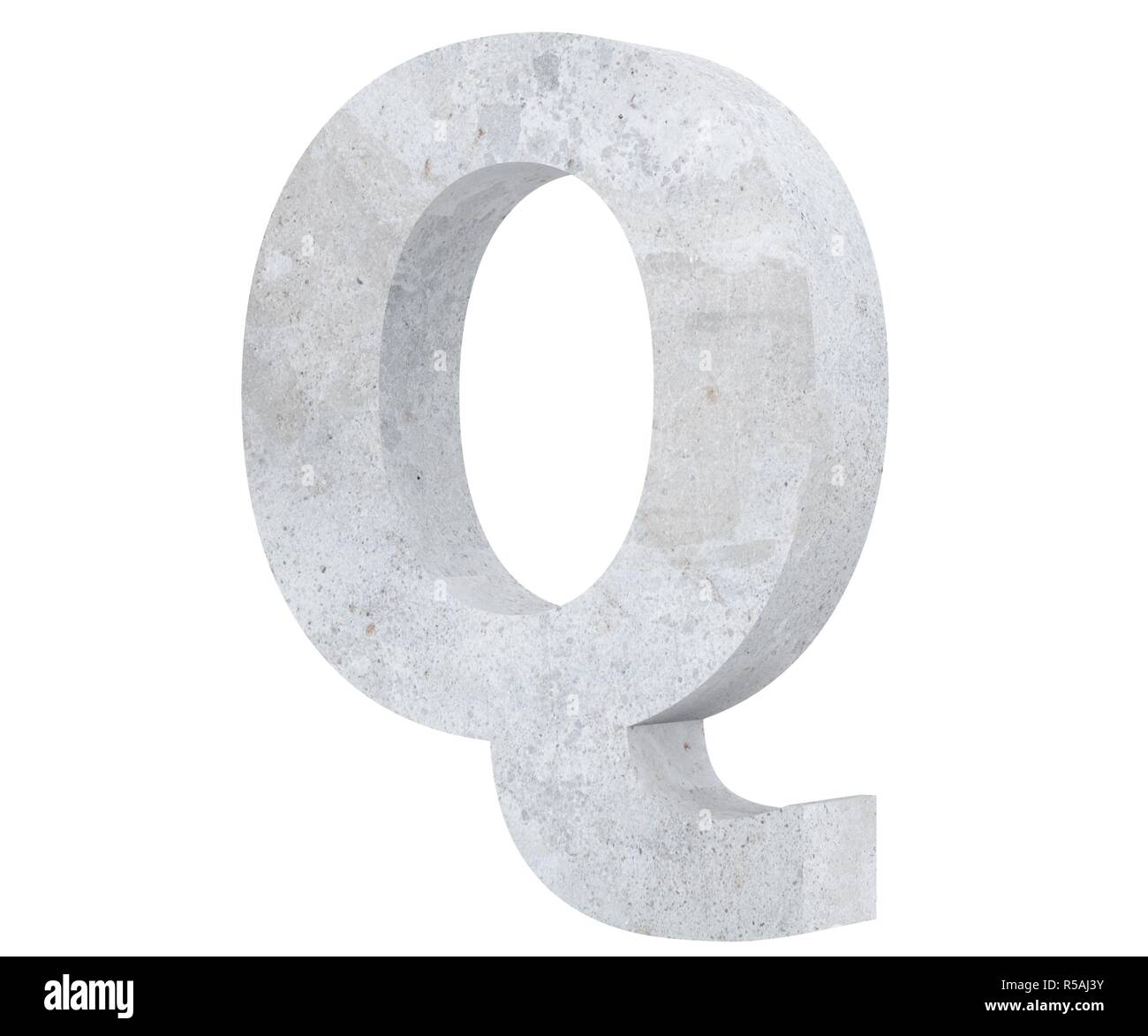 Concrete Capital Letter - Q isolated on white background. 3D render ...