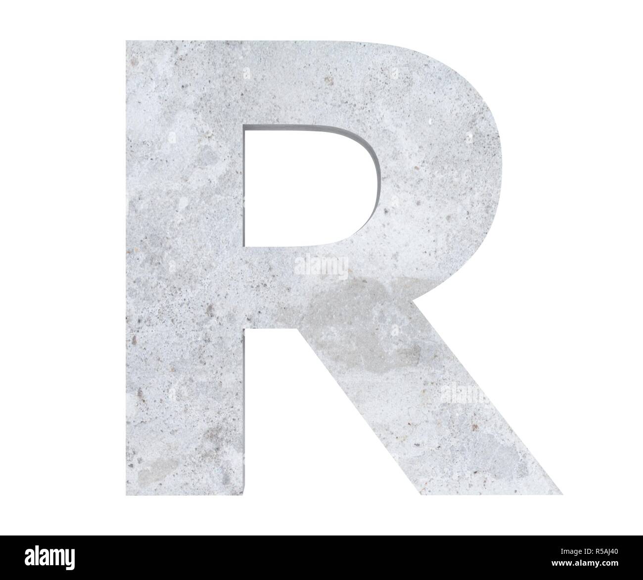 Concrete Capital Letter - R isolated on white background. 3D render ...